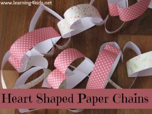 Heart Shape Paper Chains | Learning 4 Kids