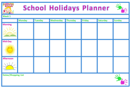 Free Printable School Holiday Planner | Learning 4 Kids