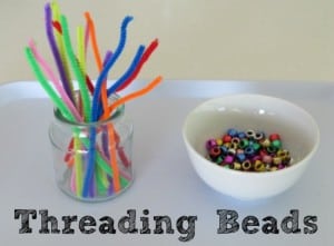 Learning Trays - Threading Beads | Learning 4 Kids