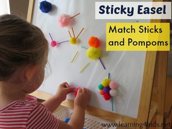 Stickey Easel - Match Stcks and Pompoms | Learning 4 Kids