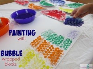 Bubble Wrapped Blocks Painting Activity | Learning 4 Kids