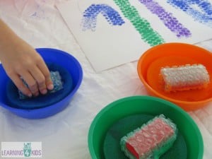 Bubble Wrapped Blocks Painting Activity | Learning 4 Kids