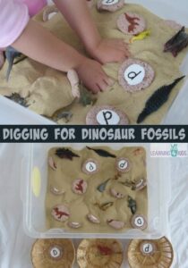 Digging for Dinosaur Fossils Sensory Bin | Learning 4 Kids