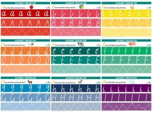 Alphabet Letters Tracing Mats Cursive Print | Learning 4 Kids