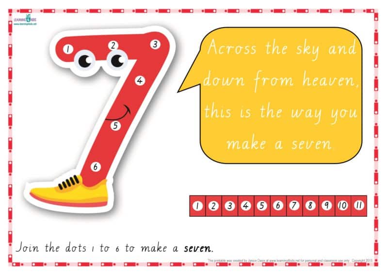 Dot-to-Dot Number Rhyme Charts (Cursive Print) | Learning 4 Kids