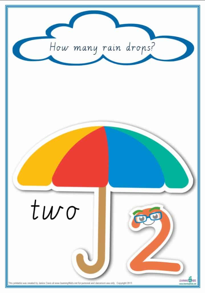 Counting Raindrops Printable Maths Games and Activities (Cursive Print ...