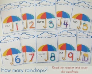 Printable Counting Raindrops Game and Play Dough Mats | Learning 4 Kids