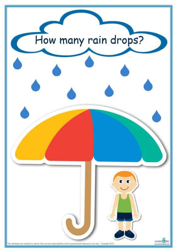 Counting Raindrops Printable Maths Games and Activities (Standard Print ...