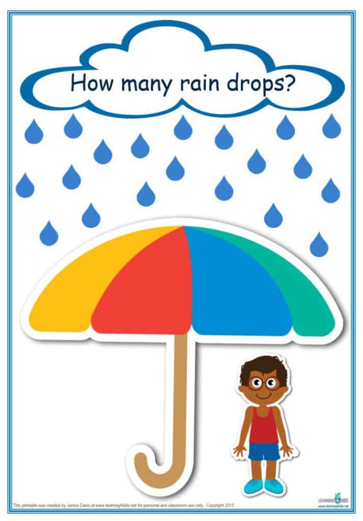 Counting Raindrops Printable Maths Games and Activities (Standard Print ...