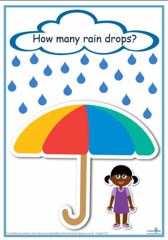 Counting Raindrops Printable Maths Games and Activities (Standard Print ...