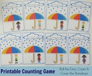 Printable Counting Raindrops Game and Play Dough Mats | Learning 4 Kids