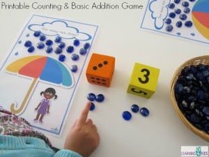 Printable Counting Raindrops Game and Play Dough Mats | Learning 4 Kids