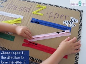 Z is for Zip It Zipper Board | Learning 4 Kids