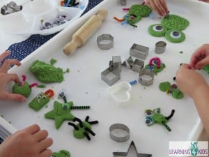 Green Sandy Play Dough Shape Monsters | Learning 4 Kids