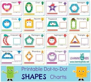 Printable Dot-to-Dot Shapes Charts | Learning 4 Kids