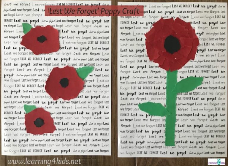 ANZAC Day Poppy Activity | Learning 4 Kids