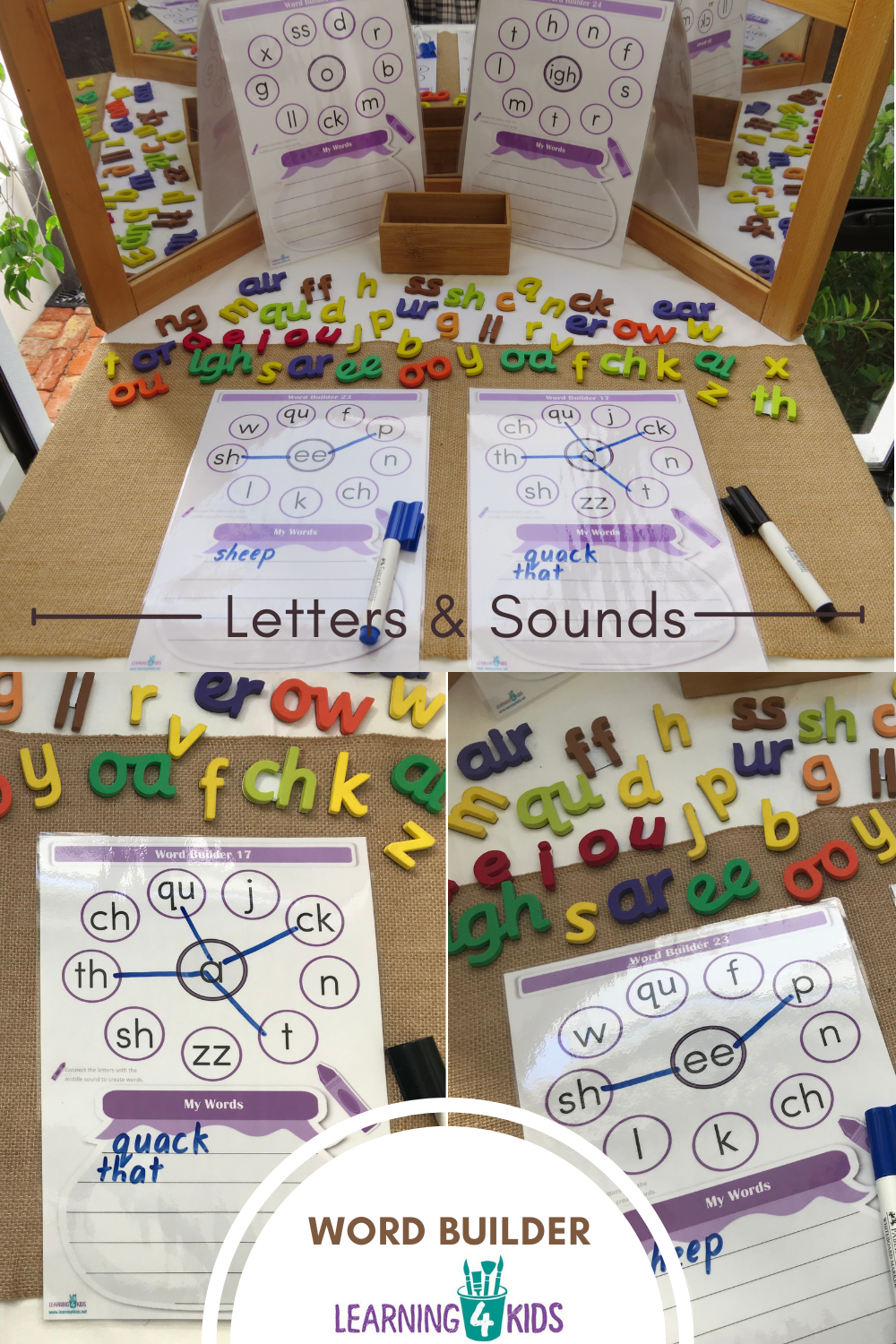 Letters and Sound Word Builder Phase 3 Bundle | Learning 4 Kids