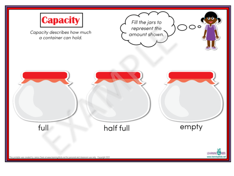 Printable Measurement Capacity Activity Mats | Learning 4 Kids
