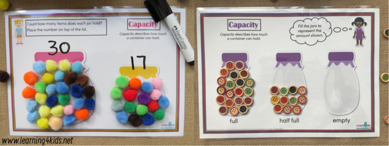 Printable Measurement Capacity Activity Mats | Learning 4 Kids