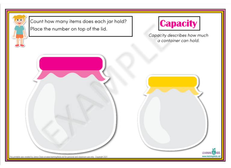 Printable Measurement Capacity Activity Mats | Learning 4 Kids
