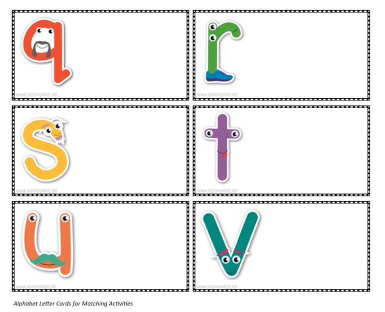 Alphabet Picture and Letter Cards for Matching Activities | Learning 4 Kids