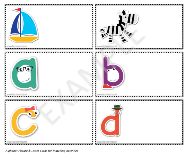 Alphabet Picture and Letter Cards for Matching Activities | Learning 4 Kids