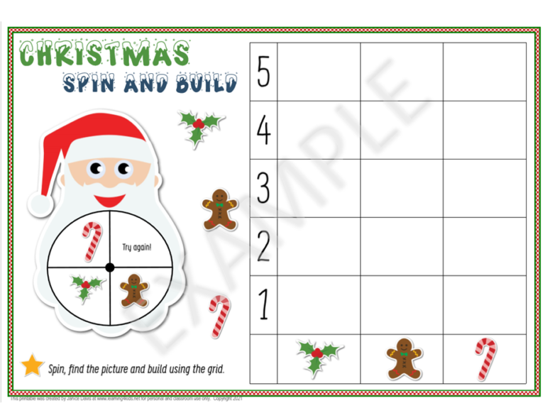 Christmas Spin and Build Game Mats | Learning 4 Kids