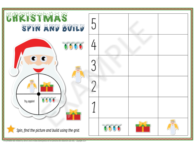 Christmas Spin and Build Game Mats | Learning 4 Kids