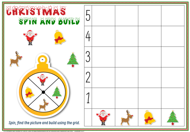 Christmas Spin and Build Game Mats | Learning 4 Kids