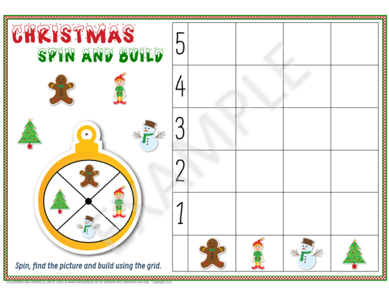 Christmas Spin and Build Game Mats | Learning 4 Kids