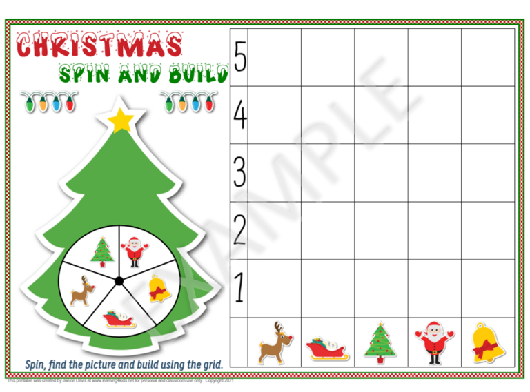 Christmas Spin and Build Game Mats | Learning 4 Kids