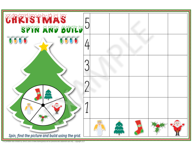 Christmas Spin and Build Game Mats | Learning 4 Kids