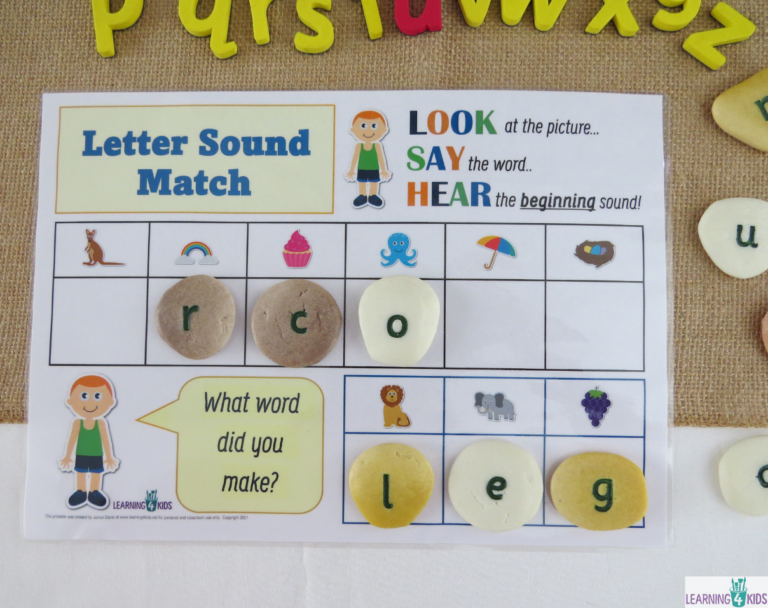 Beginning Letter Sounds Matching Mats | Learning 4 Kids