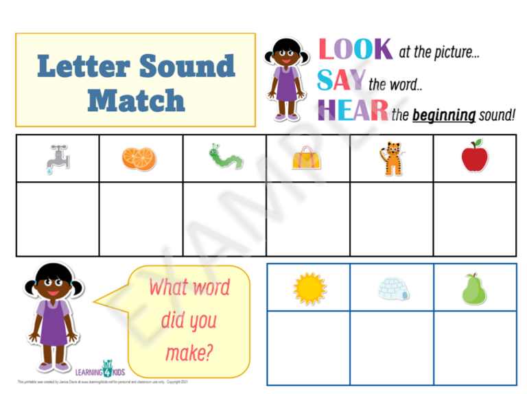 Beginning Letter Sounds Matching Mats | Learning 4 Kids