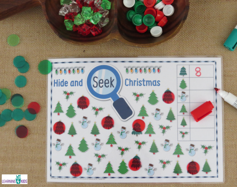 Christmas Hide and Seek Activity Mats | Learning 4 Kids