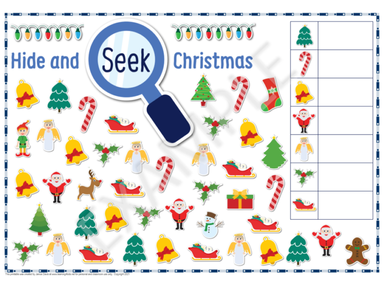 Christmas Hide and Seek Activity Mats | Learning 4 Kids