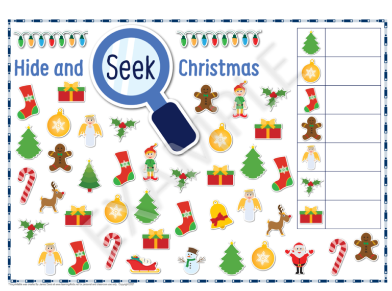 Christmas Hide and Seek Activity Mats | Learning 4 Kids