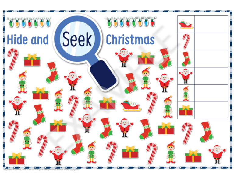 Christmas Hide and Seek Activity Mats | Learning 4 Kids