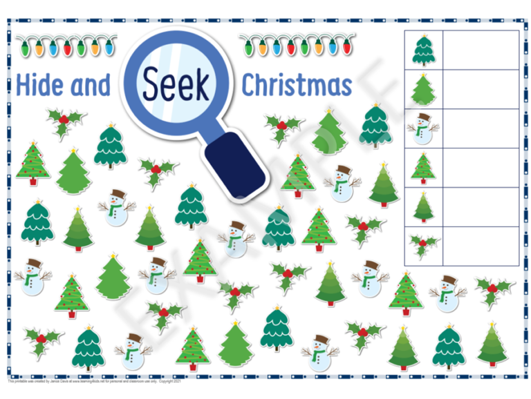 Christmas Hide and Seek Activity Mats | Learning 4 Kids
