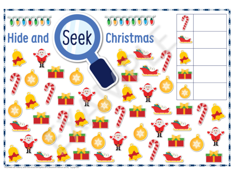 Christmas Hide and Seek Activity Mats | Learning 4 Kids