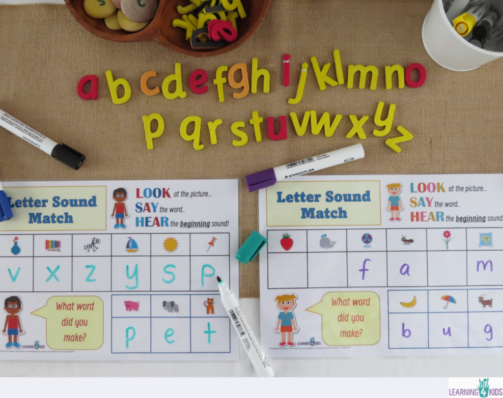 Beginning Letter Sounds Matching Mats | Learning 4 Kids