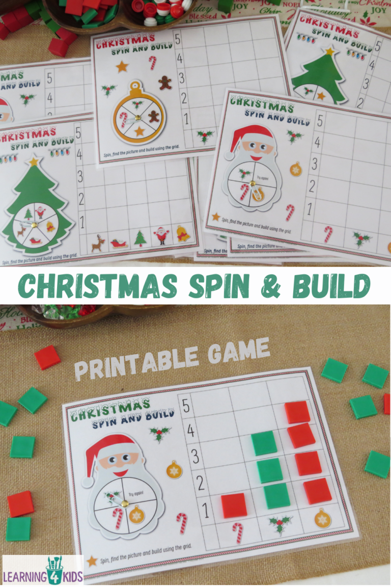 Christmas Spin and Build Game Mats | Learning 4 Kids
