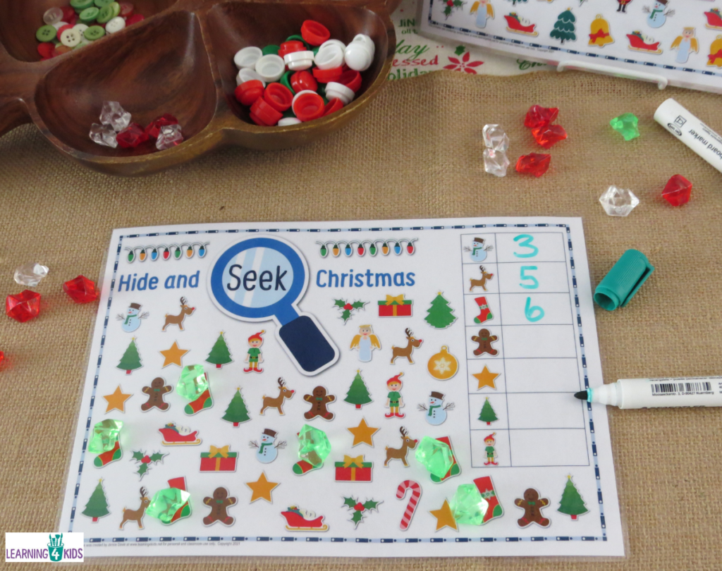 Christmas Hide and Seek Activity Mats | Learning 4 Kids