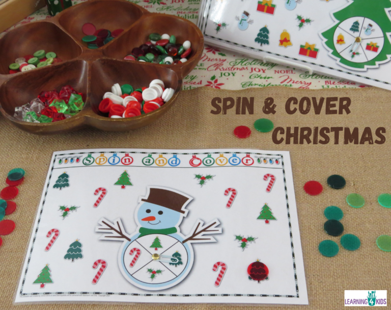 Christmas Spin and Cover Game Mats | Learning 4 Kids