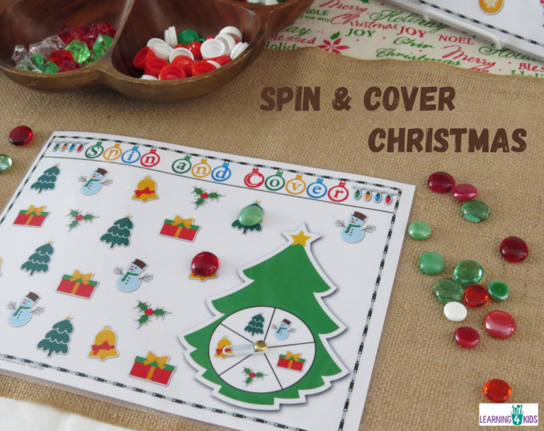 Christmas Spin and Cover Game Mats | Learning 4 Kids