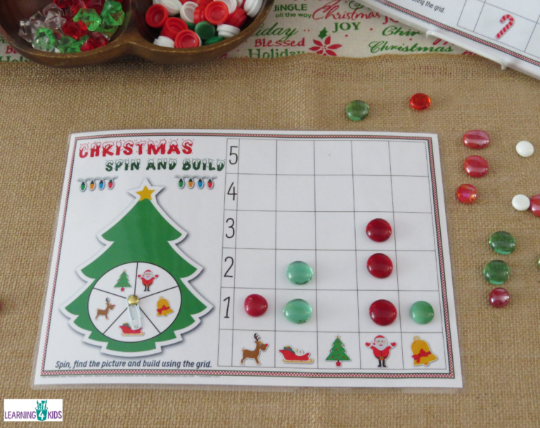 Christmas Spin and Build Game Mats | Learning 4 Kids