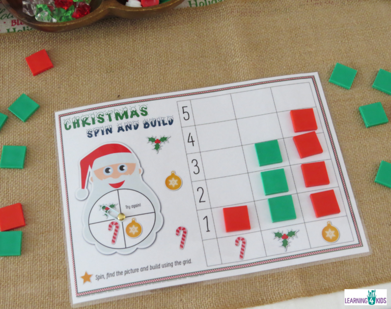 Christmas Spin and Build Game Mats | Learning 4 Kids