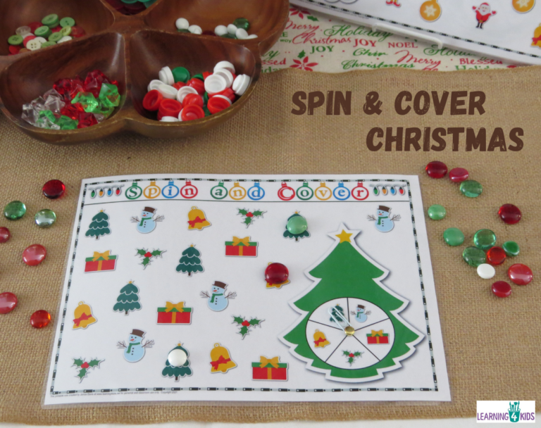 Christmas Spin and Cover Game Mats | Learning 4 Kids