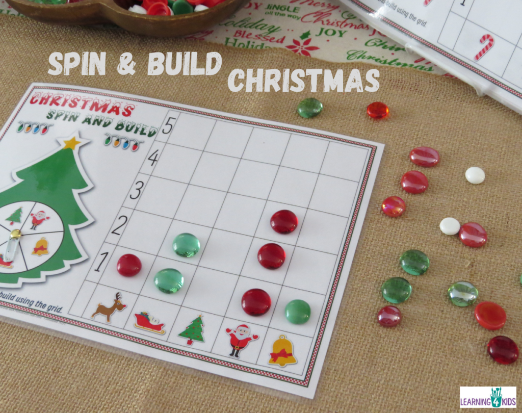Christmas Spin and Build Game Mats | Learning 4 Kids