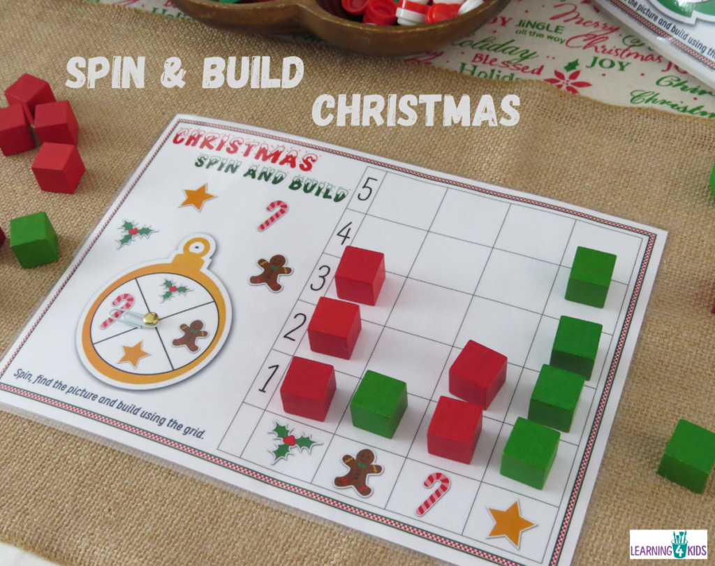 Christmas Spin and Build Game Mats | Learning 4 Kids